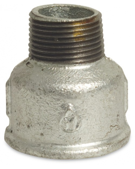 PROFEC NR. 246 SOKNIPPEL GIETIJZER GEGALVANISEERD 1 1/4" X 1" BINNENDRAAD X BUITENDRAAD 25BAR DVGW